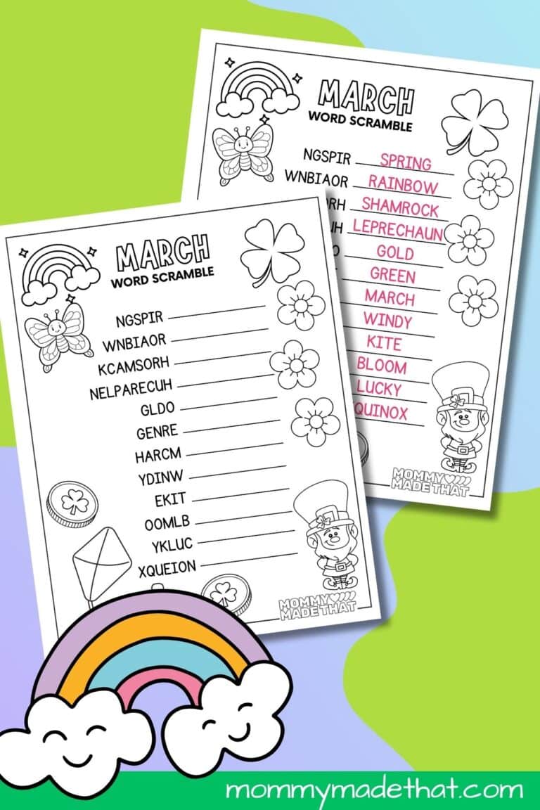 March Word Scramble (Free Printable Worksheet with Answer Key)
