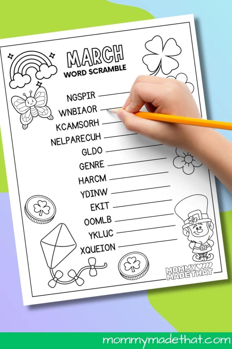 March Word Scramble (Free Printable Worksheet with Answer Key)
