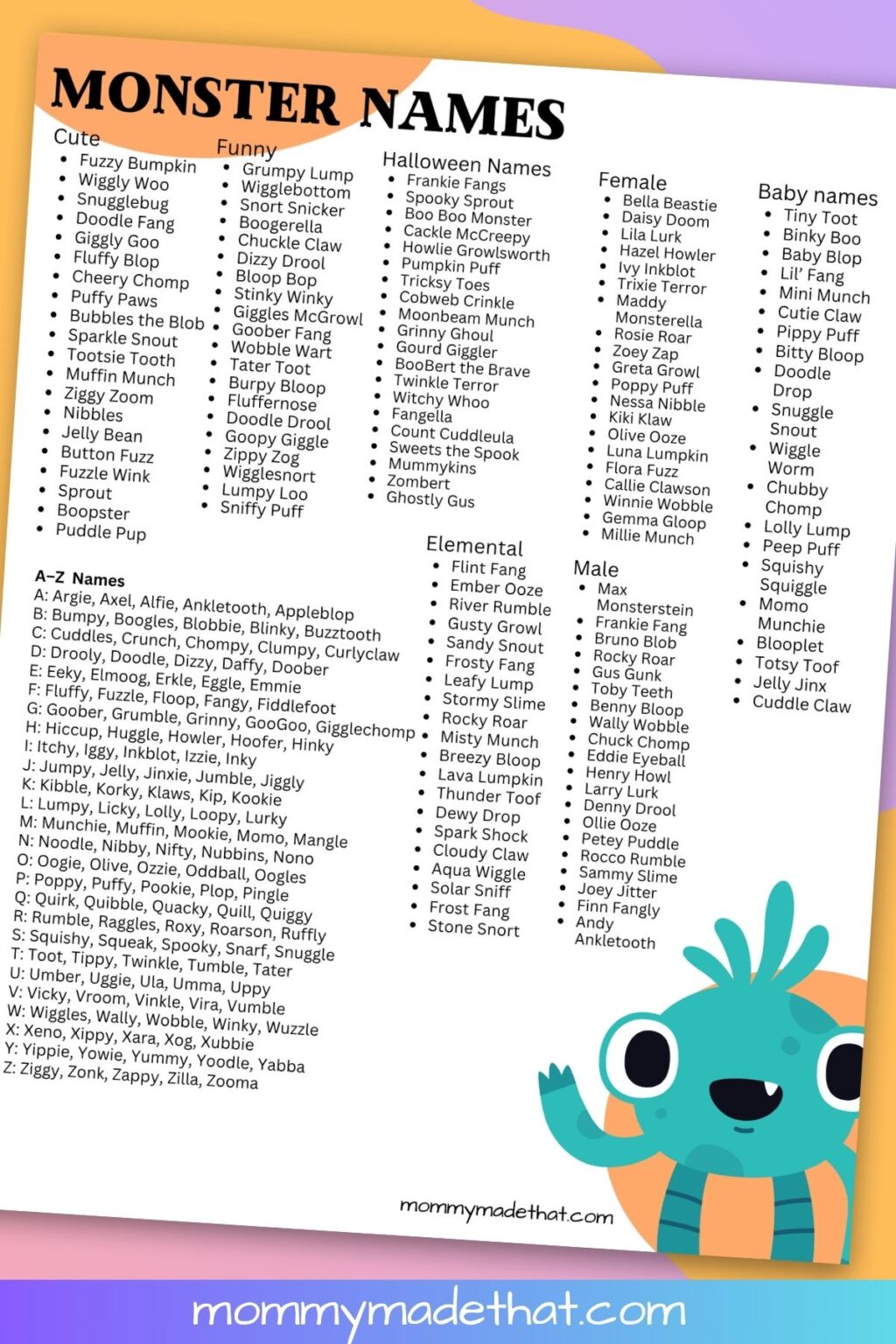 100+ Monster Names (From Cuddly to Spooky to Funny!)