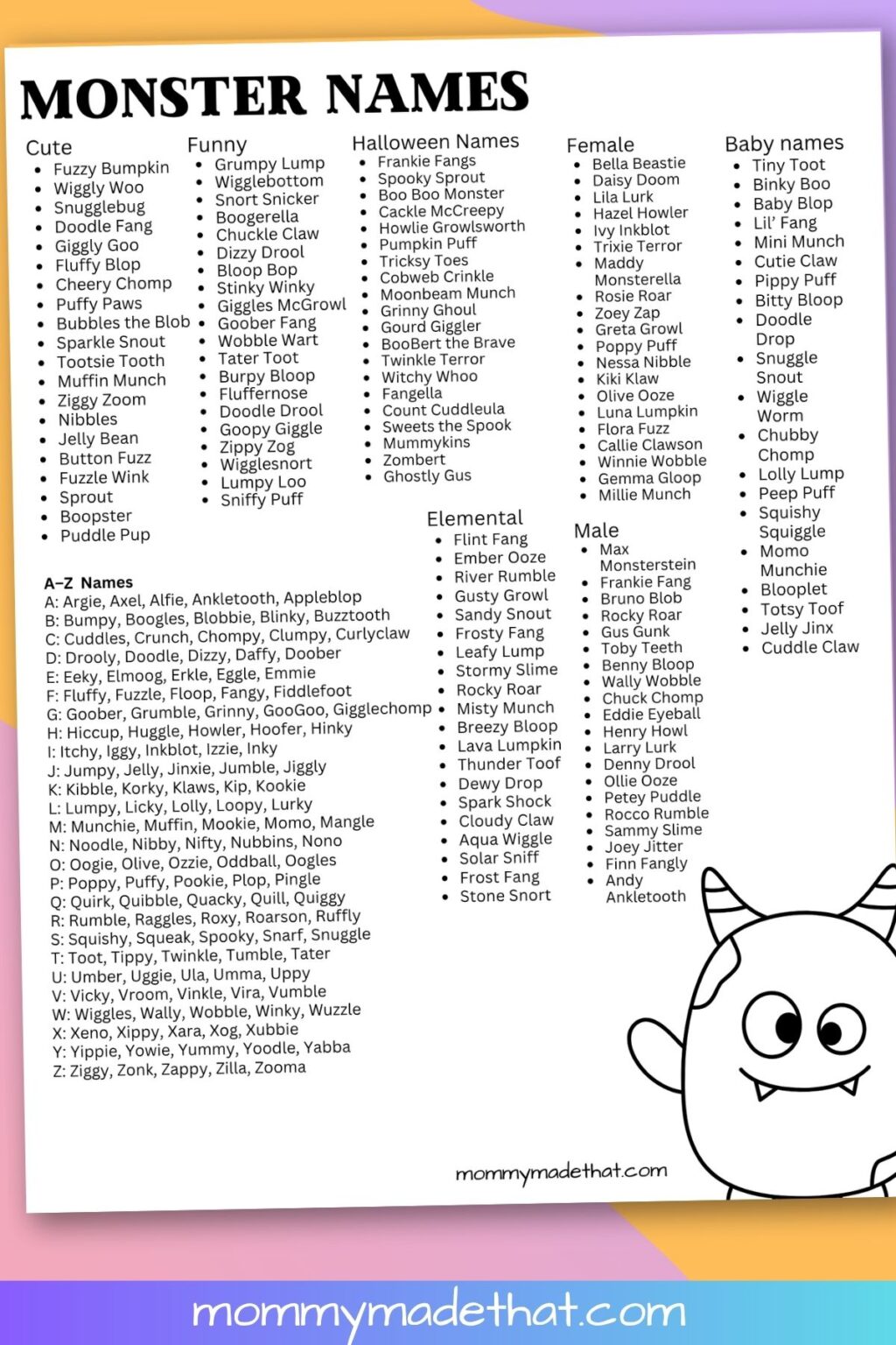 100+ Monster Names (From Cuddly to Spooky to Funny!)