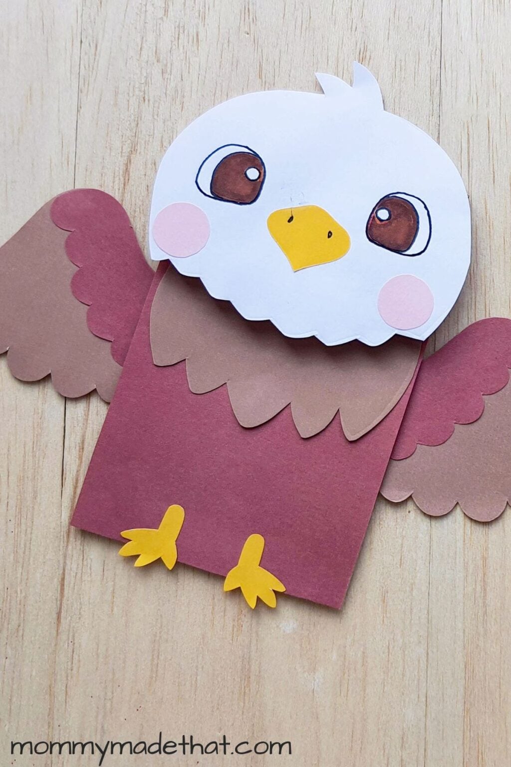 Paper Bag Puppet Eagle Craft (Free Printable Template)