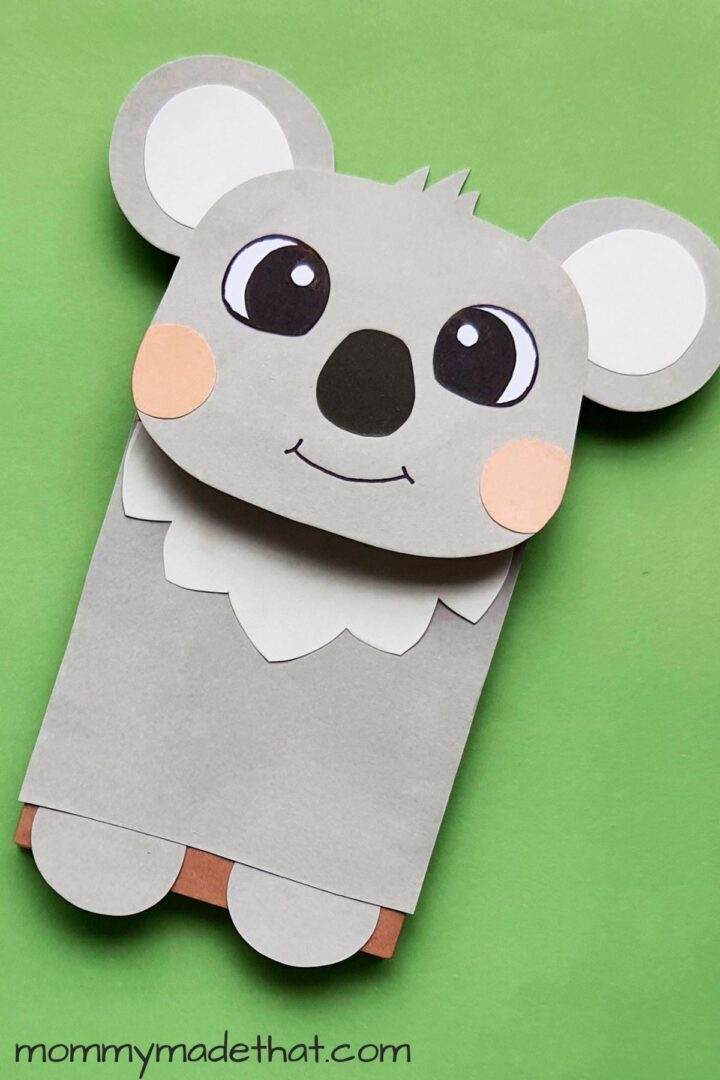 Paper Bag Koala Craft (Free Puppet Template)