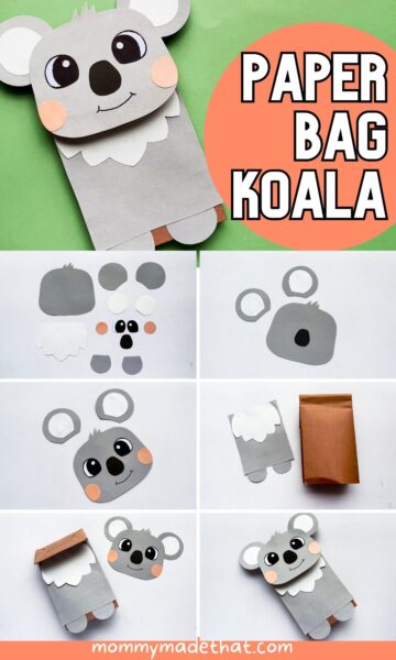 Paper Bag Koala Craft (Free Puppet Template)