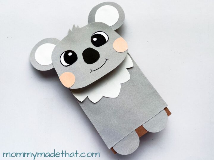 Paper Bag Koala Craft (Free Puppet Template)