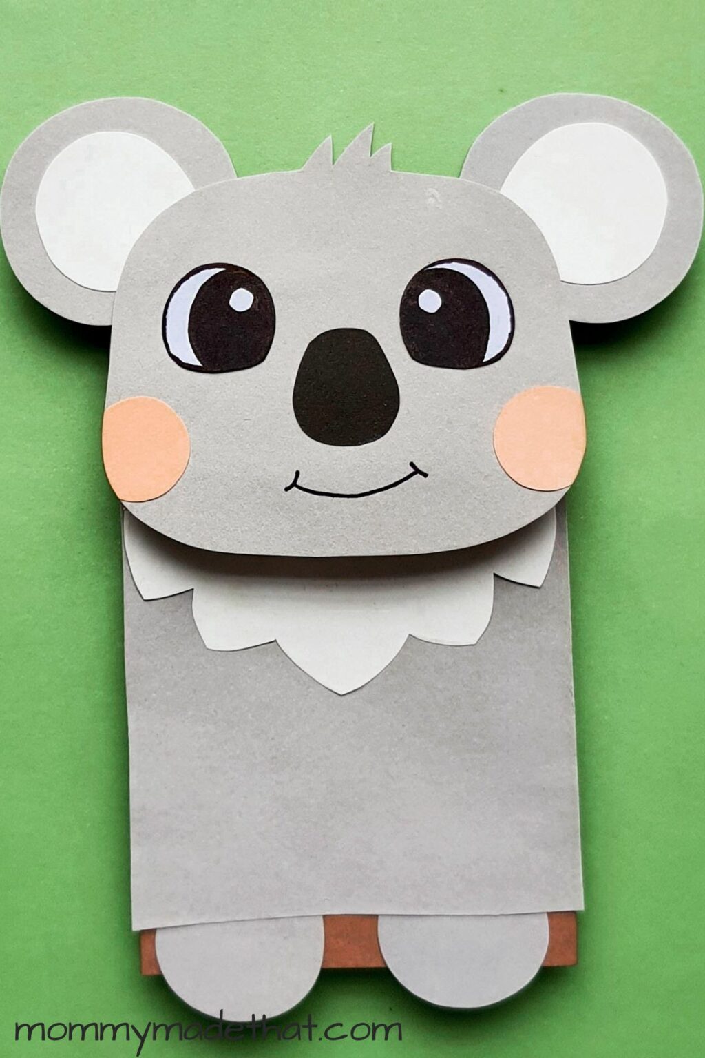 Paper Bag Koala Craft (Free Puppet Template)