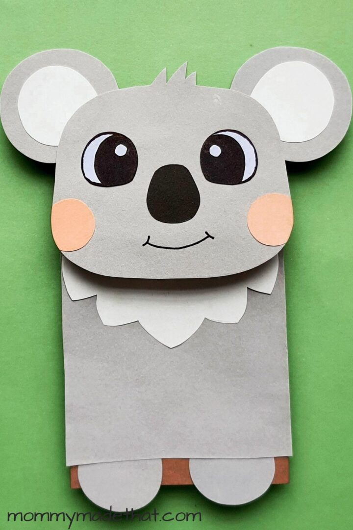 Paper Bag Koala Craft (Free Puppet Template)