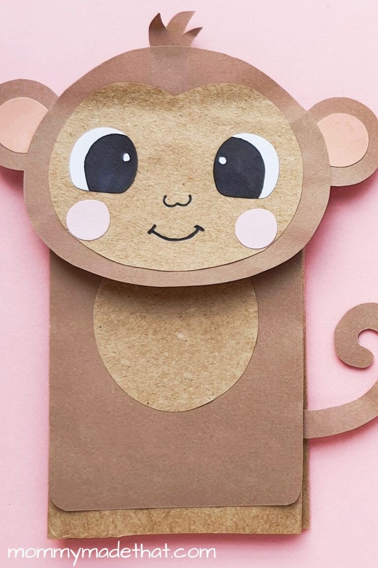 Paper Bag Monkey Puppet (With Free Printable Craft Template)