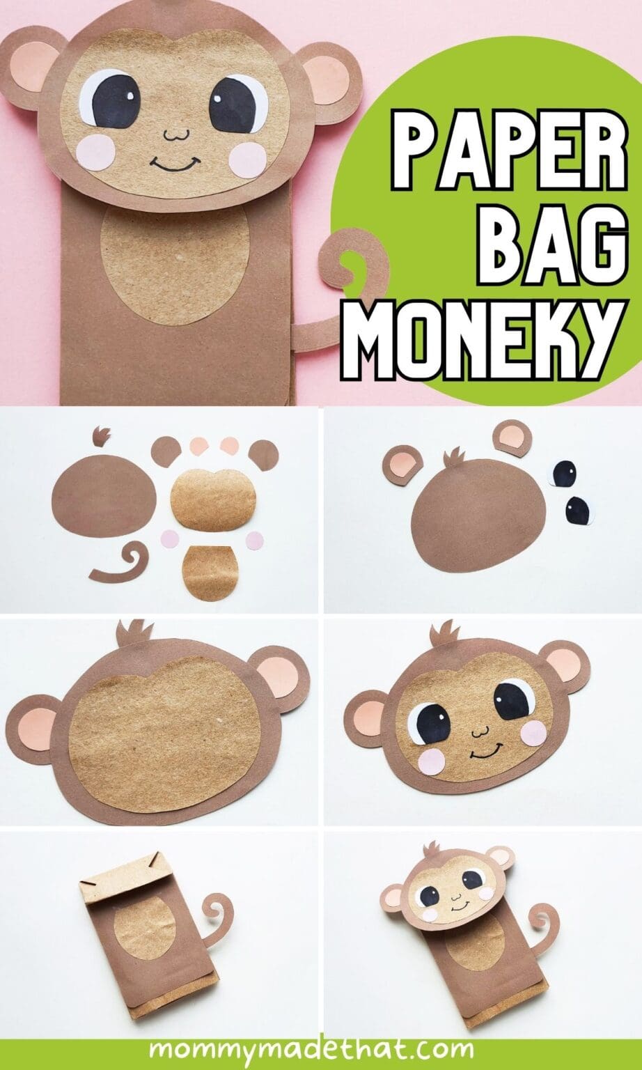 Paper Bag Monkey Puppet (With Free Printable Craft Template)