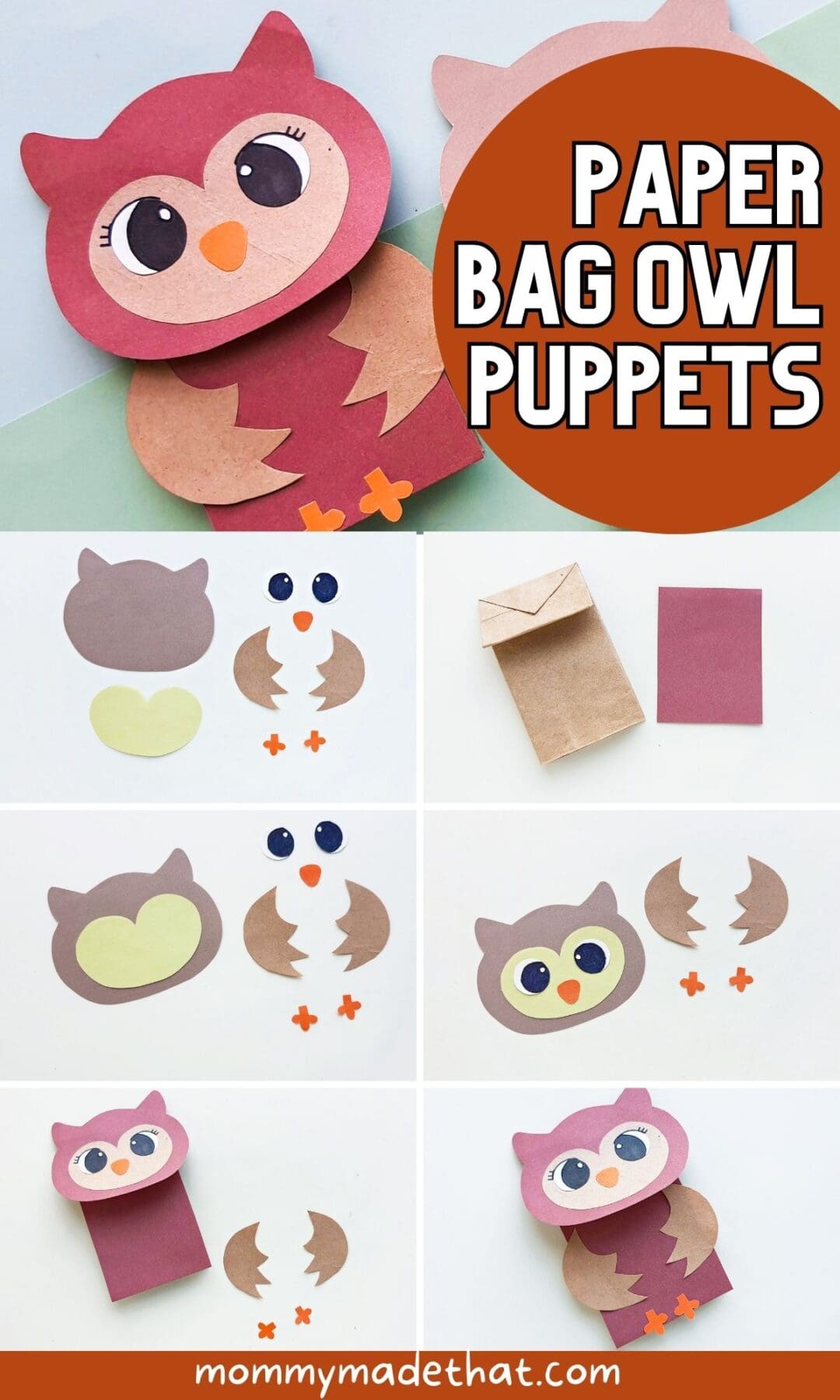 Paper Bag Owl Craft (Free Printable Puppet Template