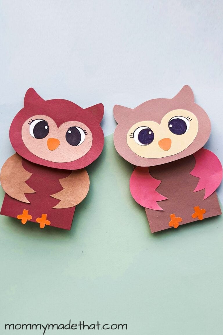 Paper Bag Owl Craft (Free Printable Puppet Template