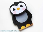 Paper Bag Penguin Craft (With Free Printable Puppet Template)