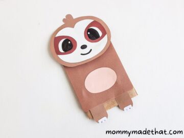 Paper Bag Sloth Craft (Free Printable Template)