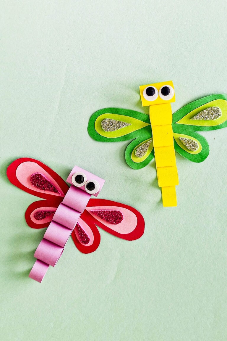 Paper Dragonfly Craft (Free Printable Template)