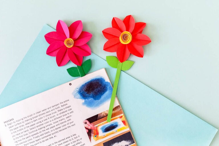 Paper Flower Bookmarks (Free Printable Template)