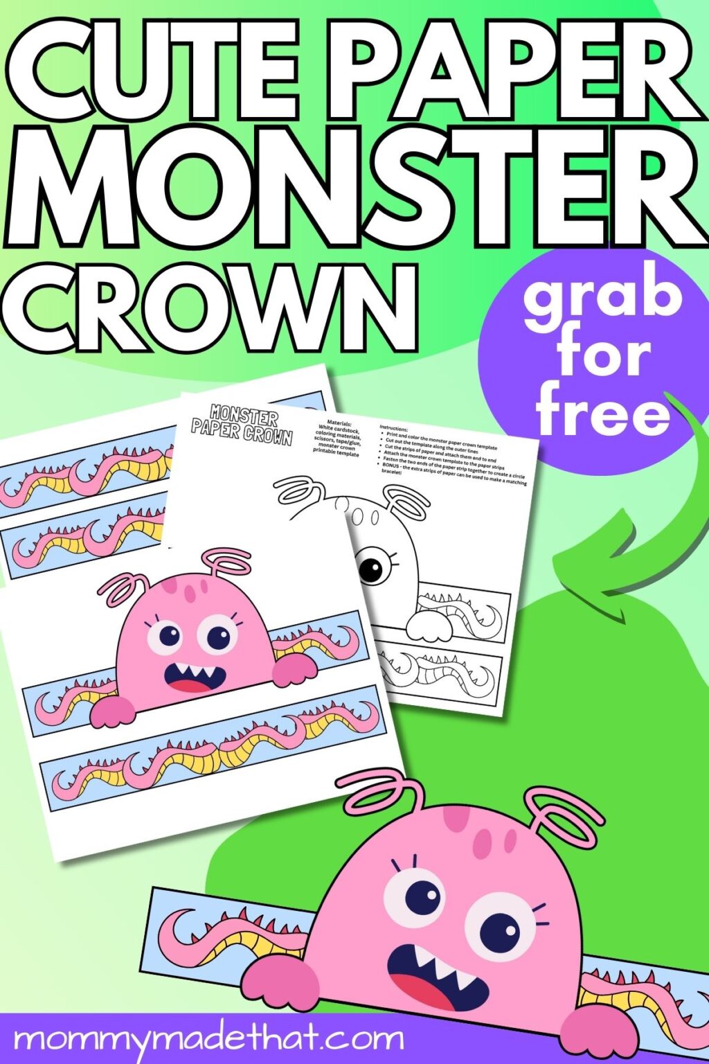 Paper Monster Crown (Free printable templates!)