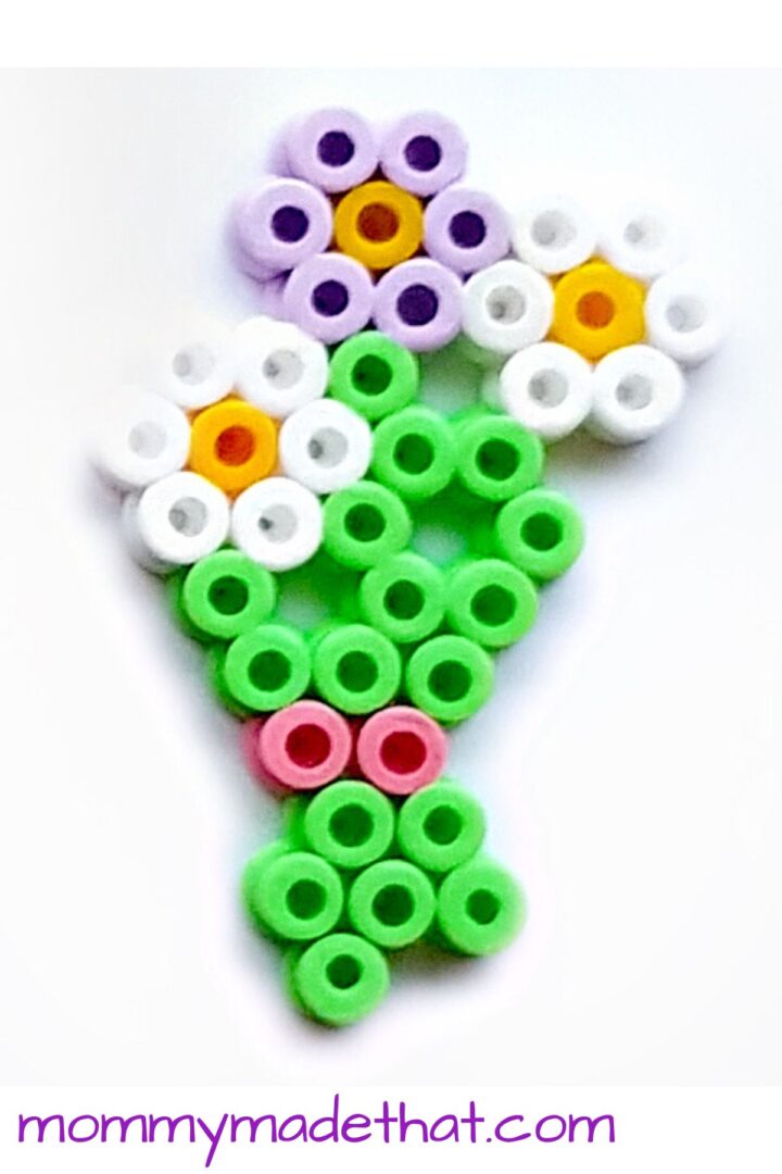 Flower Perler Bead Patterns with Bracelet (+Free Printable Template)
