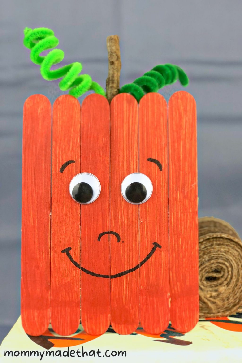Adorable Popsicle Stick Pumpkin Craft