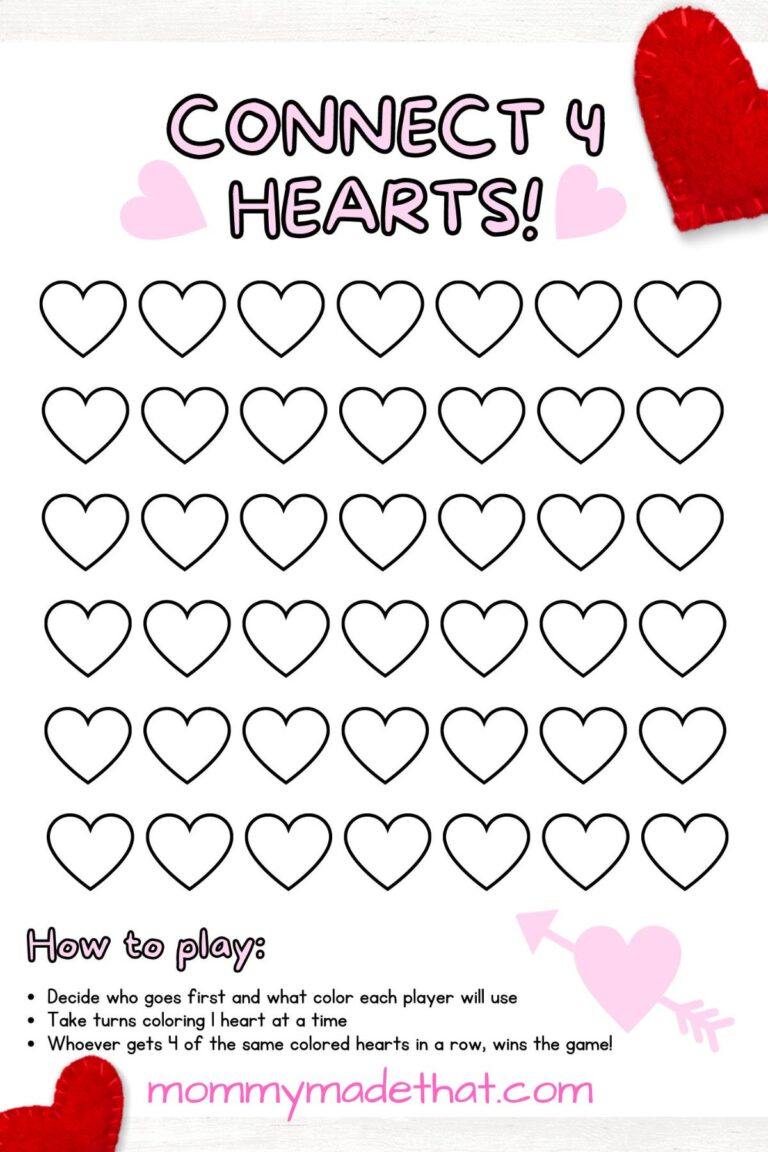 Connect 4 Printable Valentines Day Game