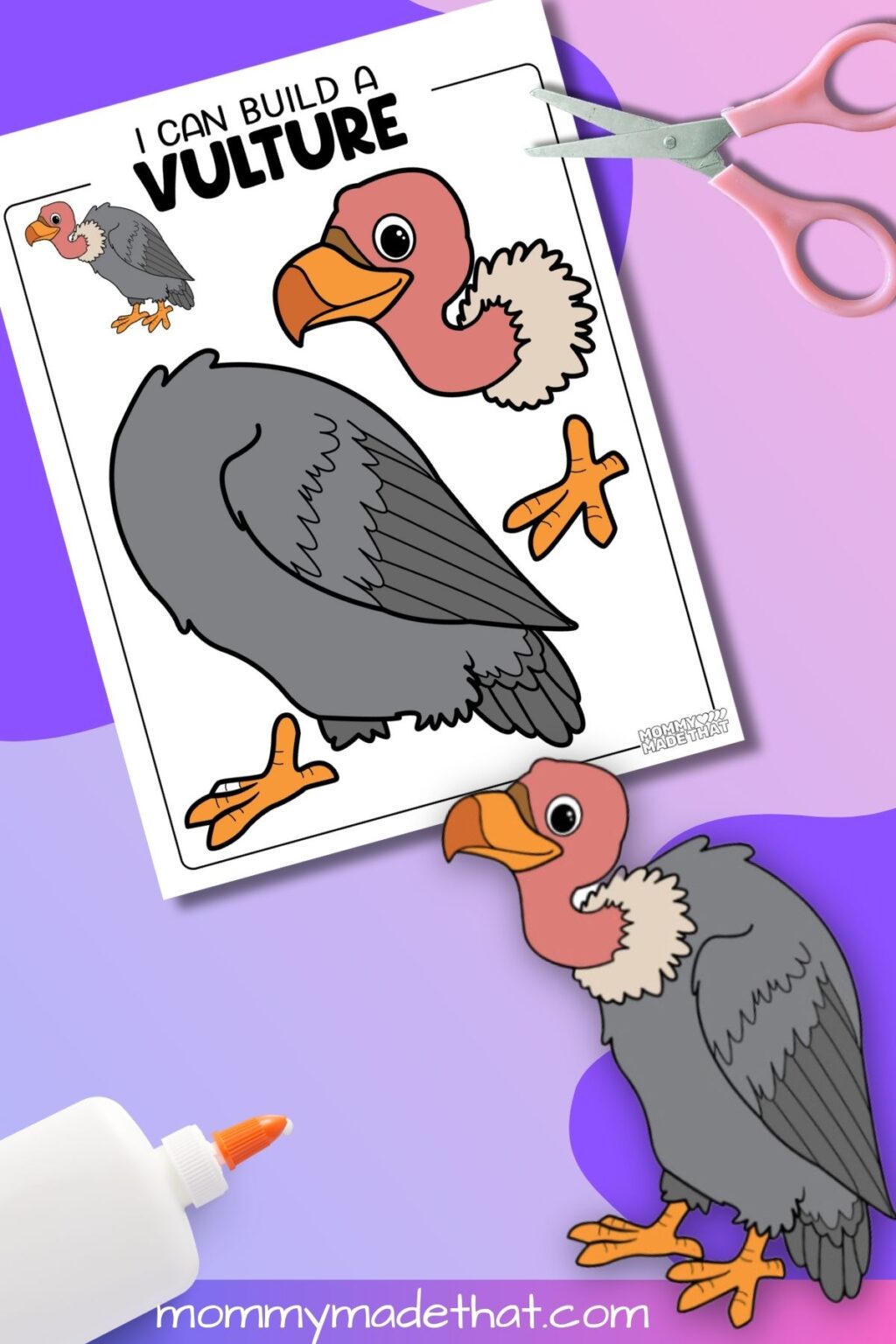 Build a Vulture Cut and Paste Craft (Free Printable Template)
