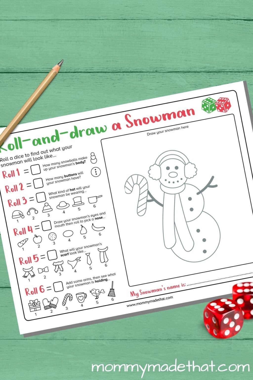 Roll a Snowman (Fun Free Printable Game)