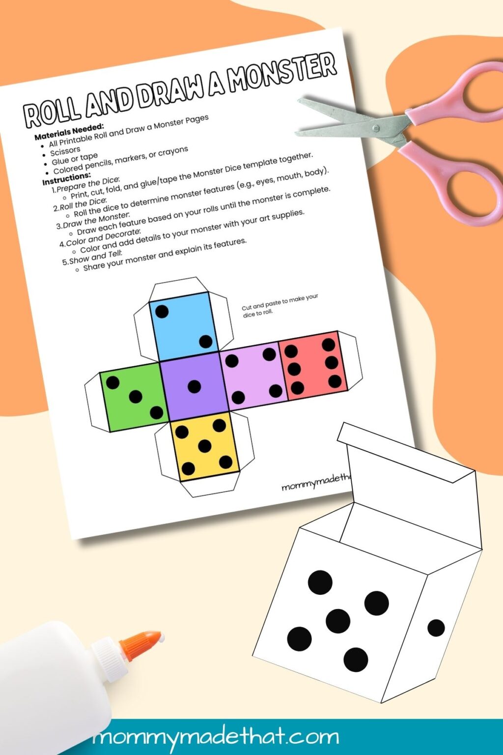 Roll & Draw a Monster Game (Free Printable)