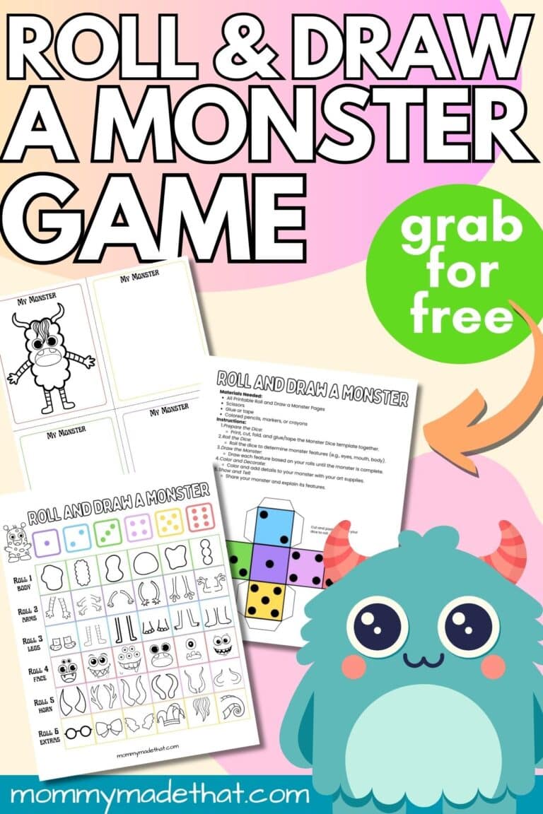 Roll & Draw a Monster Game (Free Printable)