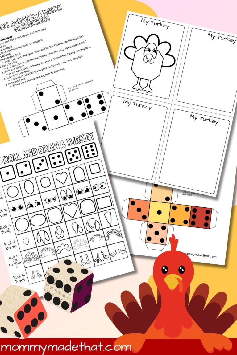 Roll and Draw a Turkey Game (Grab the Free Printable)