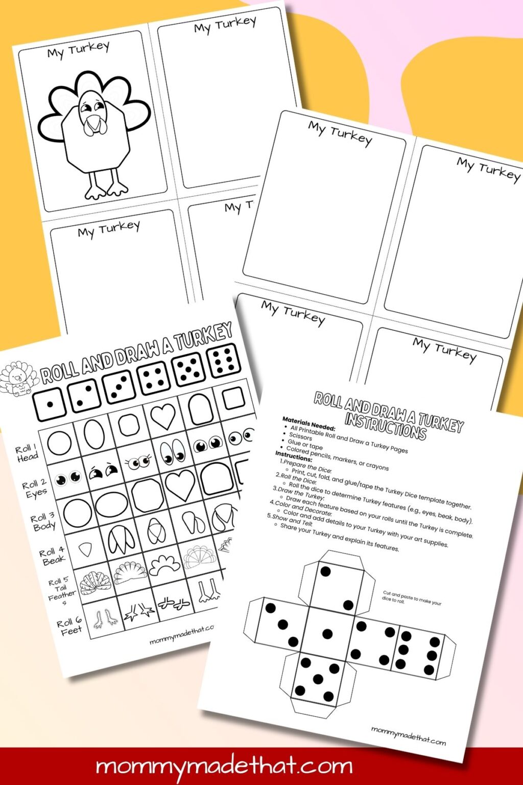 Roll and Draw a Turkey Game (Grab the Free Printable)