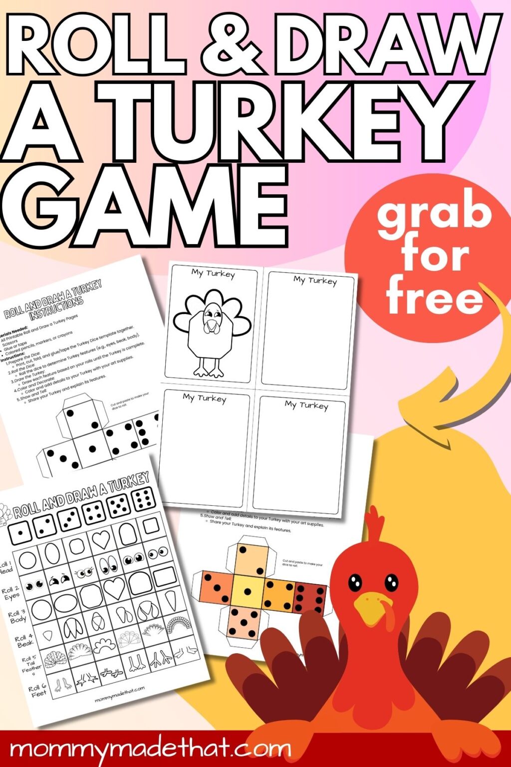 Roll and Draw a Turkey Game (Grab the Free Printable)