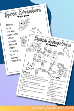 Space Crossword Puzzle for Kids (Free Printable & Answer Key)