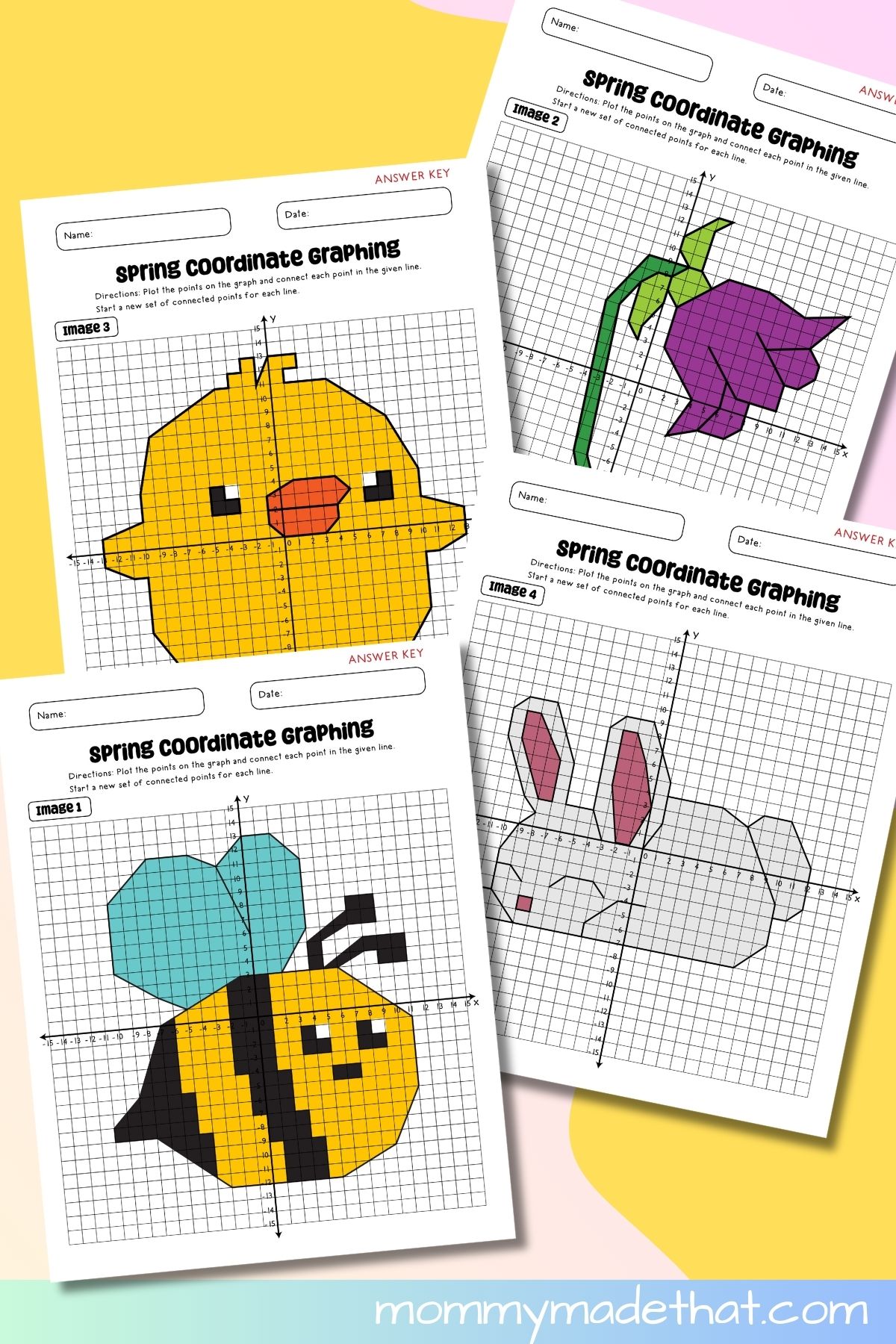 Spring coordinate graphing mystery pictures (Free Printables)