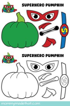 Superhero Pumpkin Craft Printable