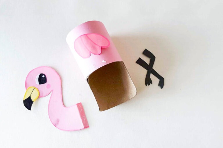 Toilet Paper Roll Flamingo Craft (Free Printable Template)