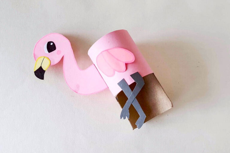 Toilet Paper Roll Flamingo Craft (Free Printable Template)