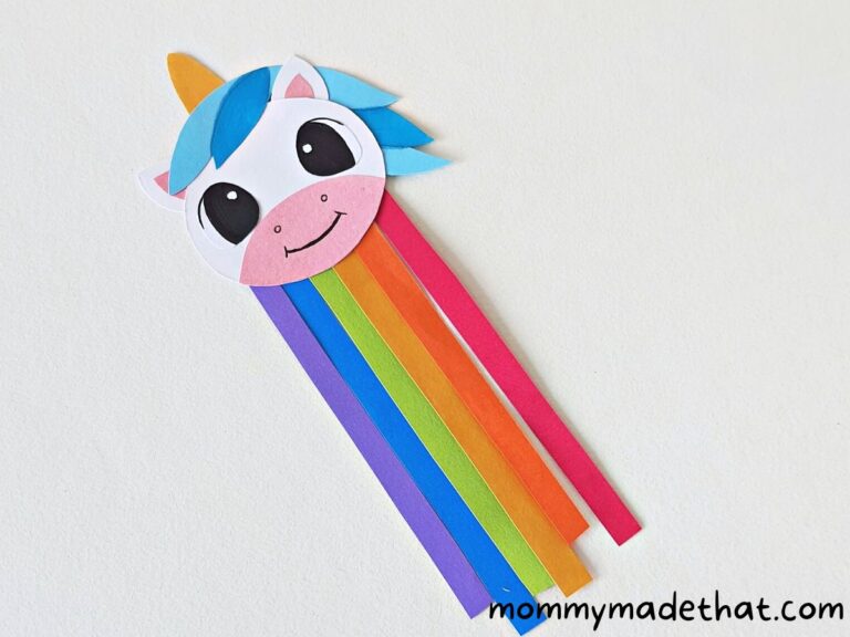 Rainbow Unicorn Bookmarks (With Free Printable Craft Template)
