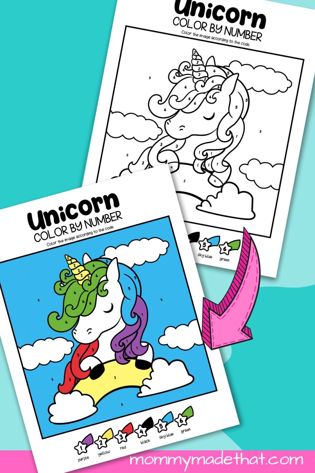 Unicorn Color by Numbers (Lots of Cute Free Printables)
