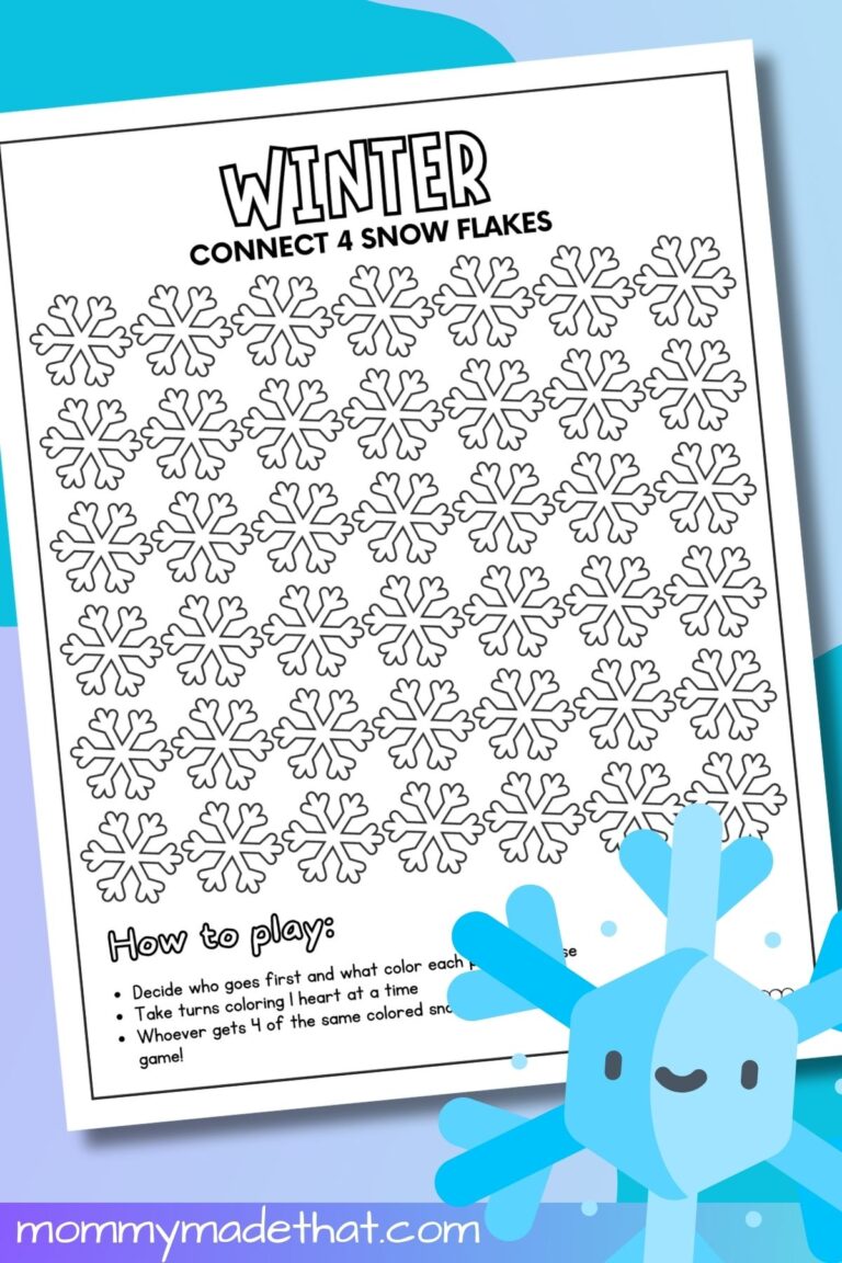 Winter Connect 4 Snowflakes Game (Free Printable)