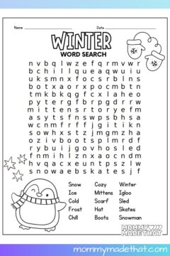 Winter Word Search (Free Printable)