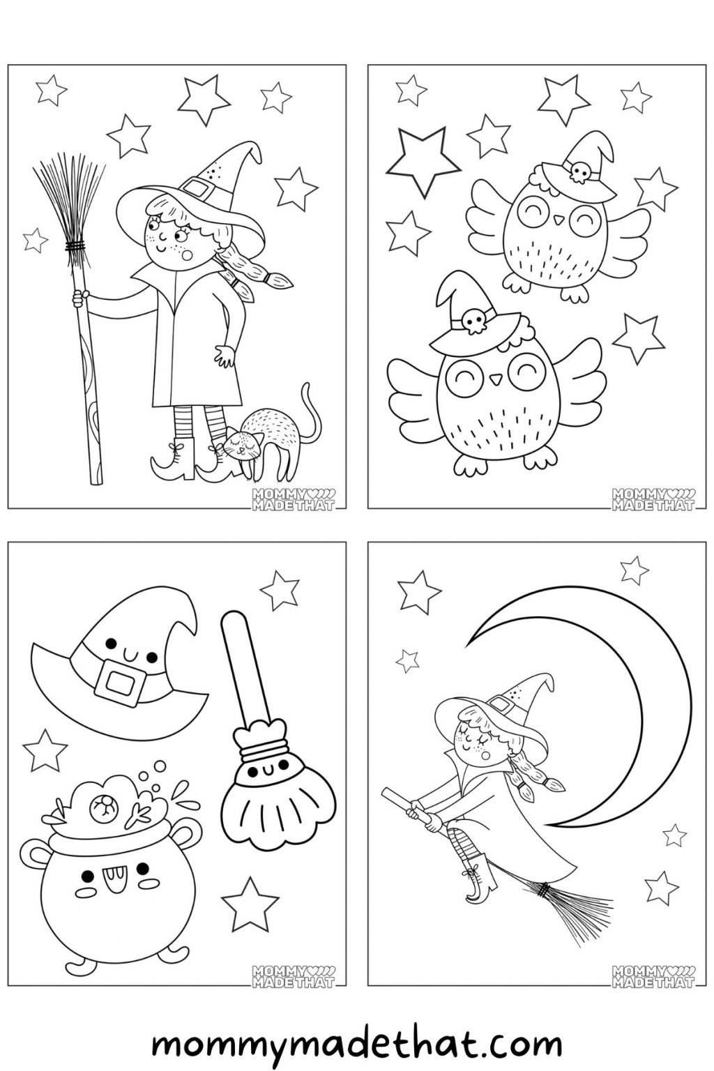 Cute Witch Coloring Pages (Free Printables!)