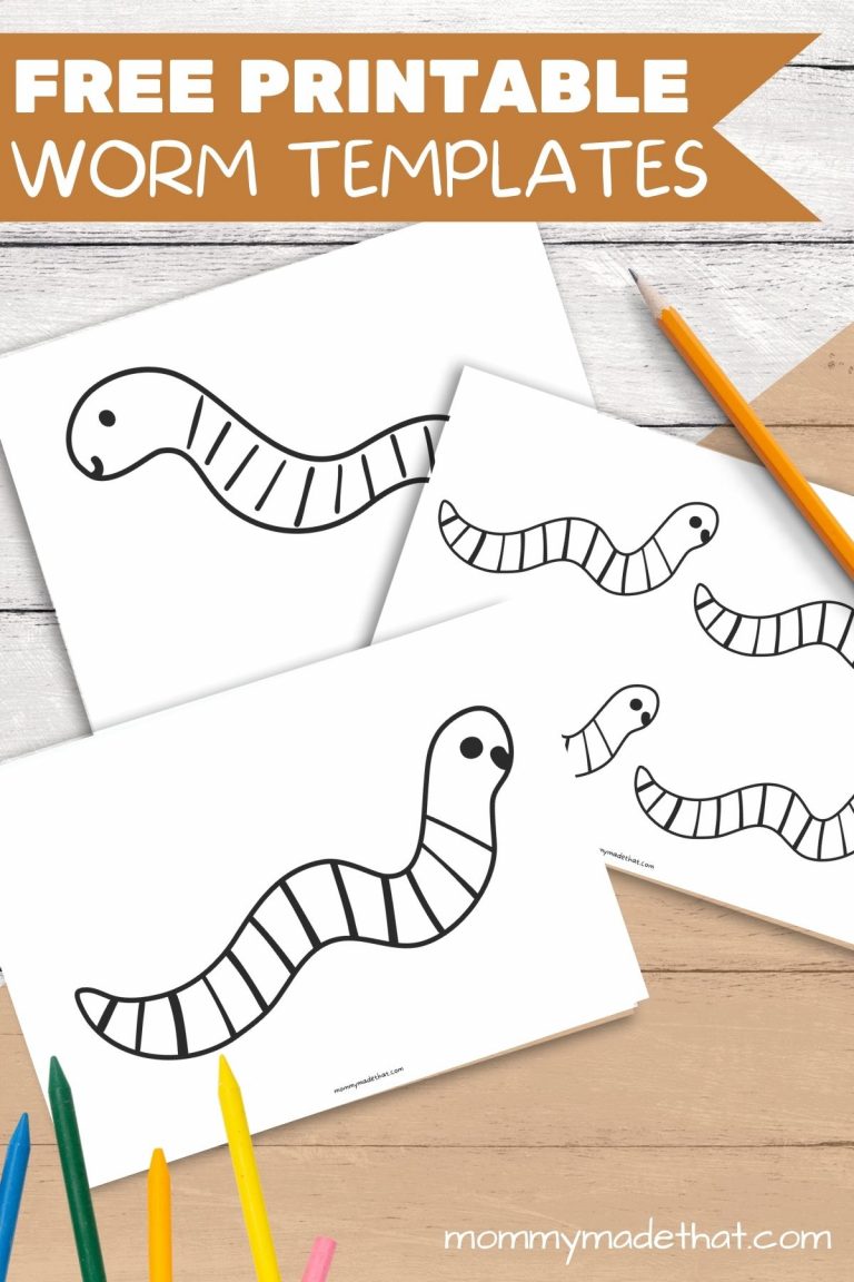 Super Cute Free Worm Templates and Outline Printables