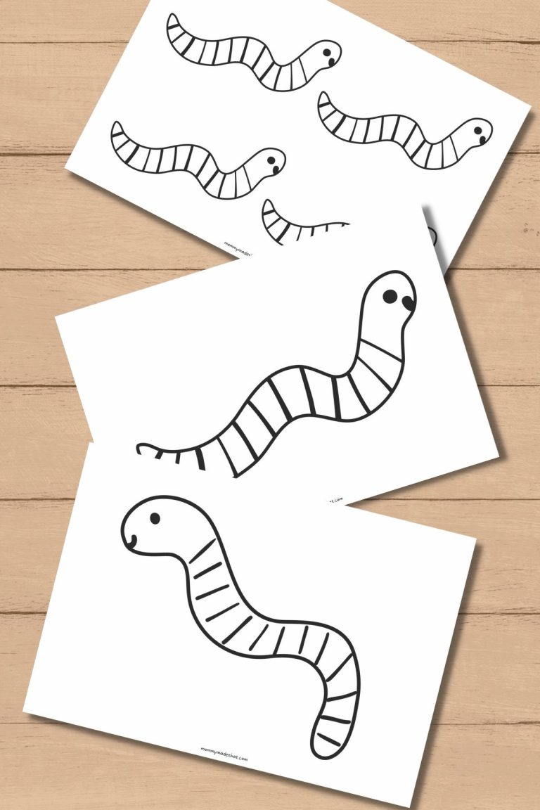 Super Cute Free Worm Templates and Outline Printables